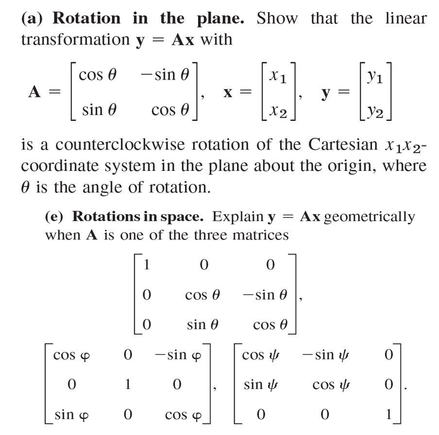 Solved (a) Rotation in the plane. Show that the linear | Chegg.com
