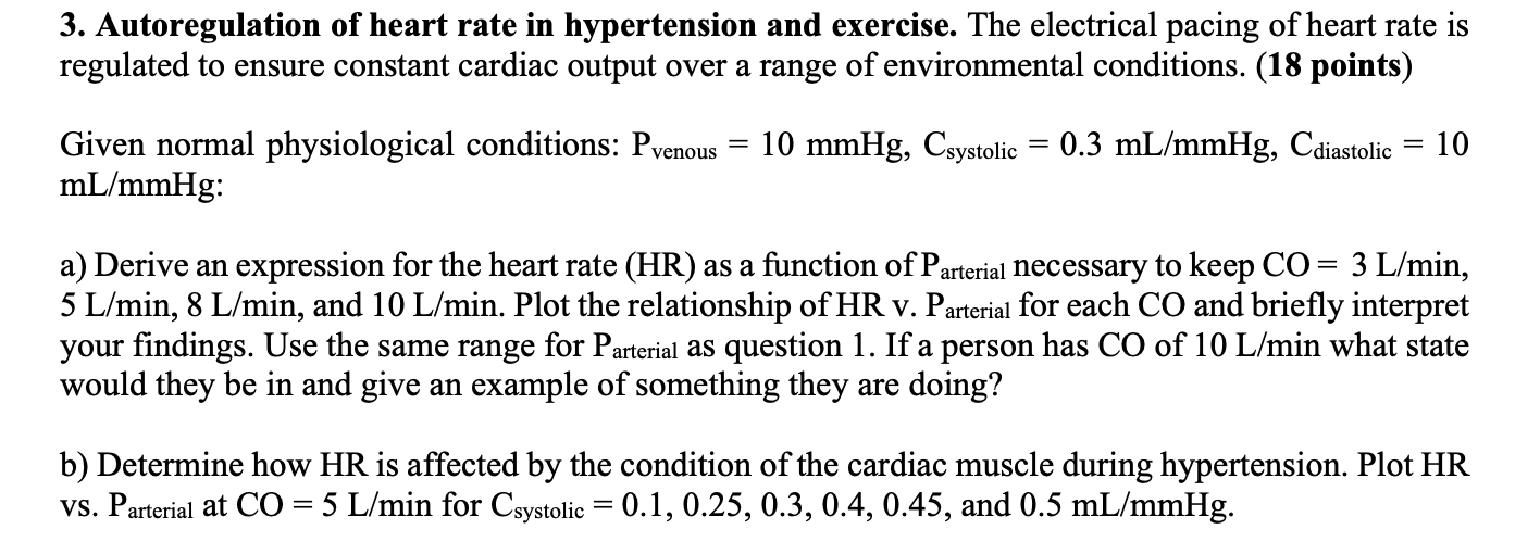 3. Autoregulation of heart rate in hypertension and | Chegg.com