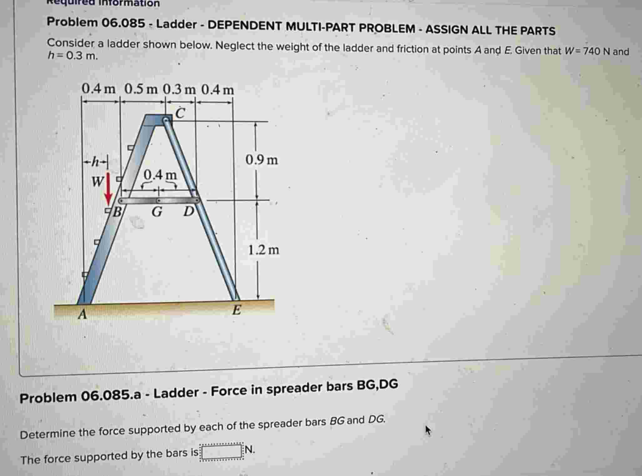 Solved Problem 06.085 - ﻿Ladder - ﻿DEPENDENT MULTI-PART | Chegg.com