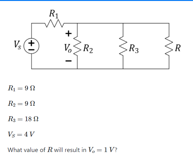 Solved R1 + Vs + V. SR2 R3 R - R1 = 912 = R2=912 R3 = 1812 = | Chegg.com