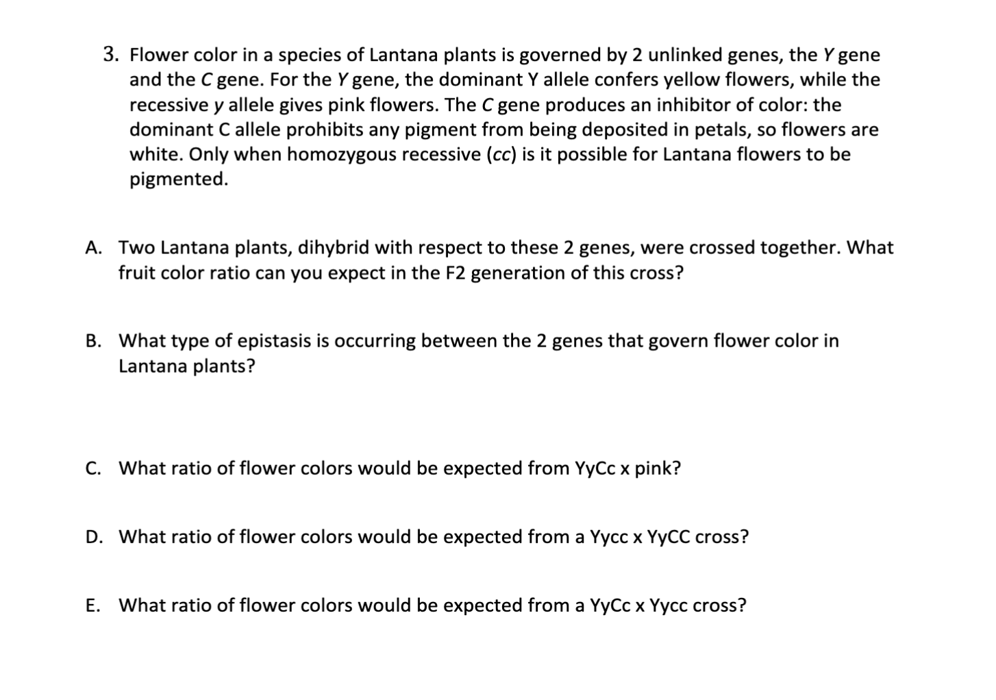 Solved Flower color in a species of Lantana plants is | Chegg.com