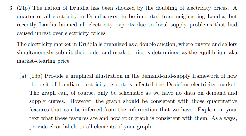 Solved 3. (24p) The nation of Druidia has been shocked by | Chegg.com