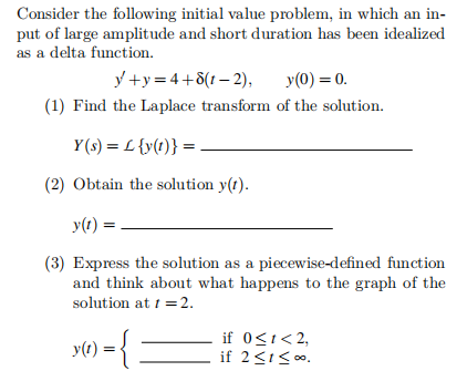 Solved Consider the following initial value problem, in | Chegg.com