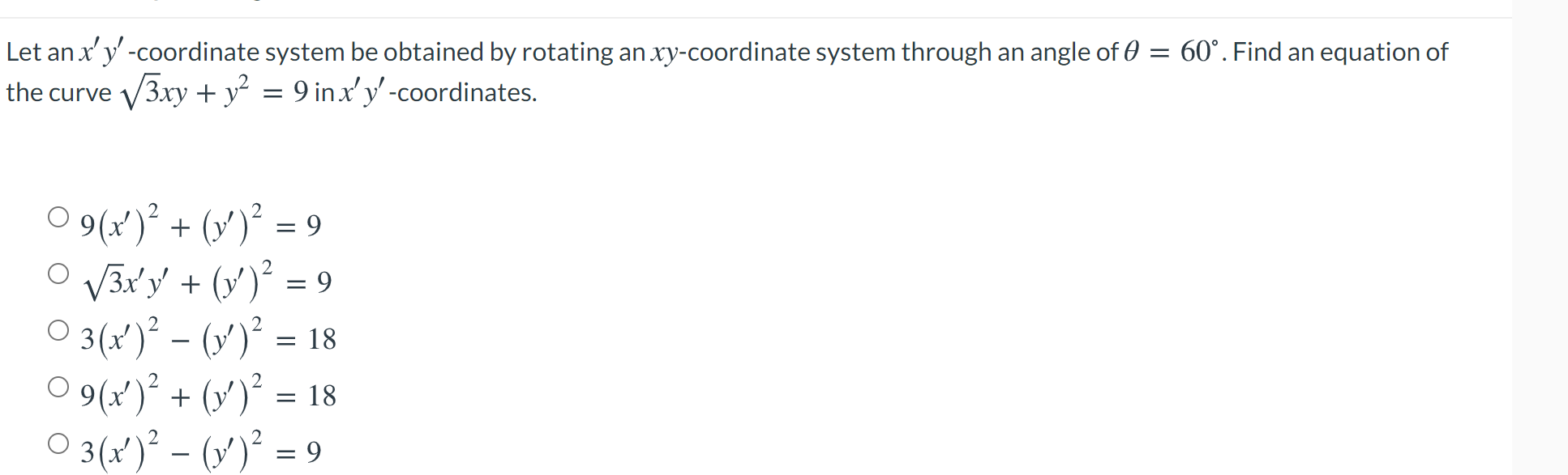 Solved Let an x' y'-coordinate system be obtained by | Chegg.com