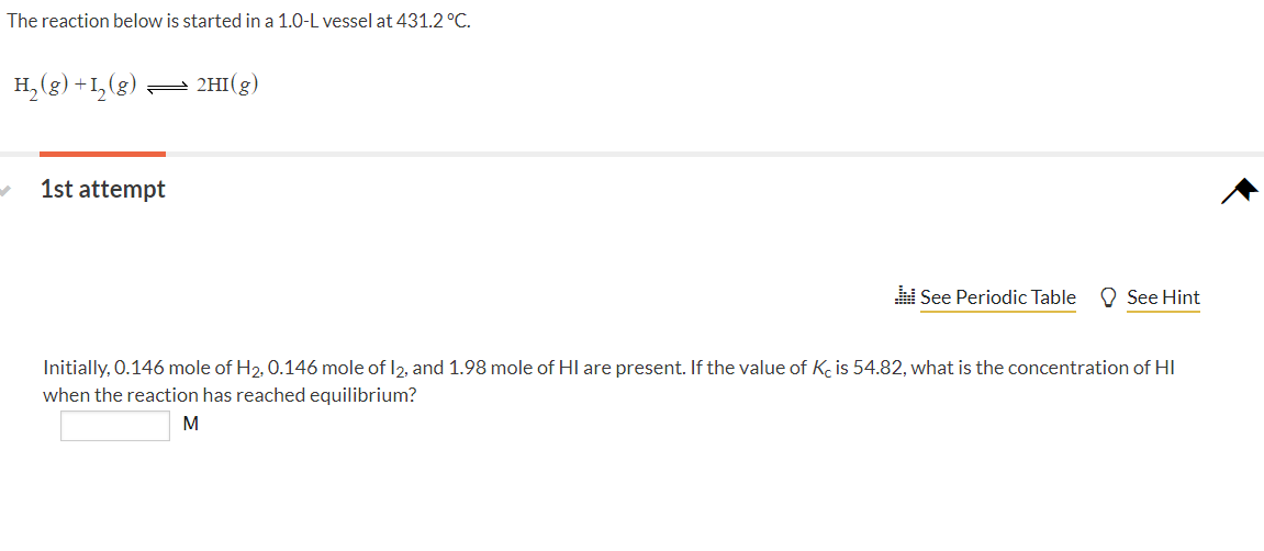 Solved The reaction below is started in a 1.0- L vessel at | Chegg.com