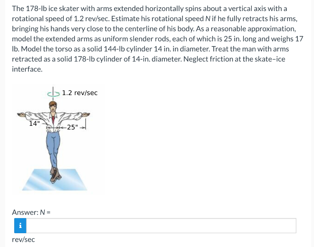 Solved The 178-lb ice skater with arms extended horizontally | Chegg.com