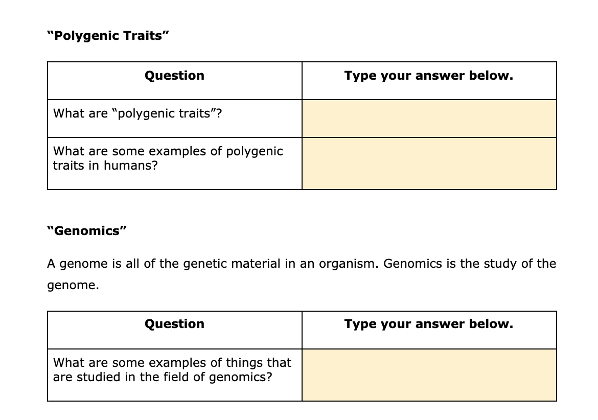 Solved "Polygenic Traits" Question Type your answer below. | Chegg.com