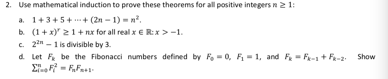 Solved 2. Use mathematical induction to prove these theorems | Chegg.com