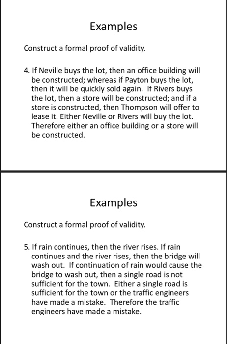 Solved Examples Construct a formal proof of validity 4. If | Chegg.com