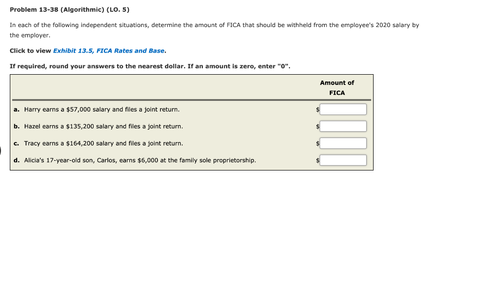 Solved Problem 13-38 (Algorithmic) (LO. 5) In each of the | Chegg.com