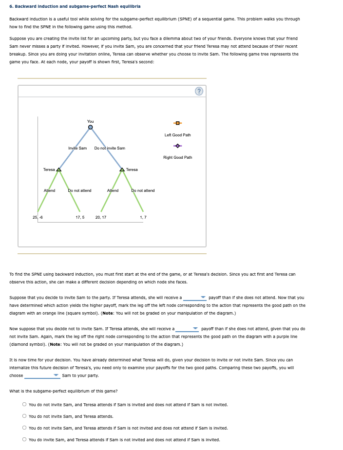 Solved 6. Backward induction and subgame-perfect Nash | Chegg.com