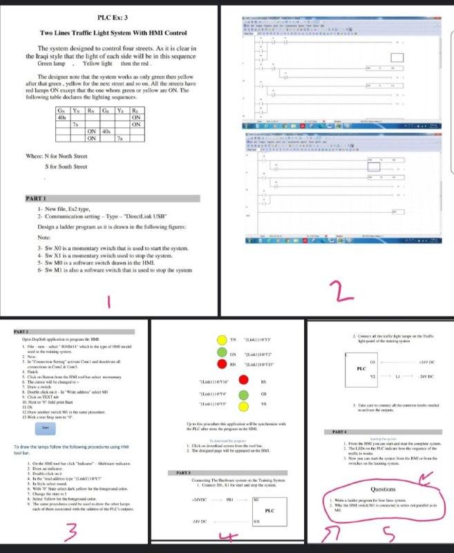 PLC Ex: 3 Two Lines Traffic Light System With HMI | Chegg.com