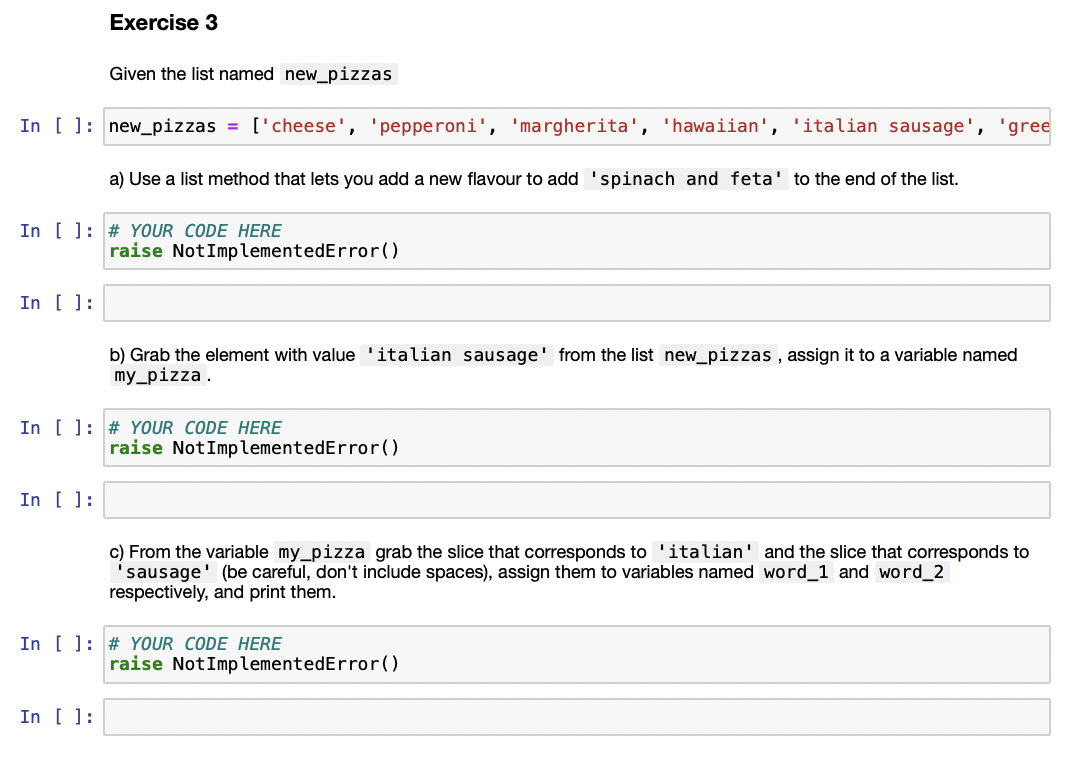 Solved Given the list named new_pizzas []: 'pepperoni', | Chegg.com