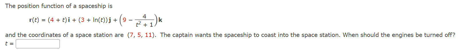 Solved The position function of a spaceship is | Chegg.com