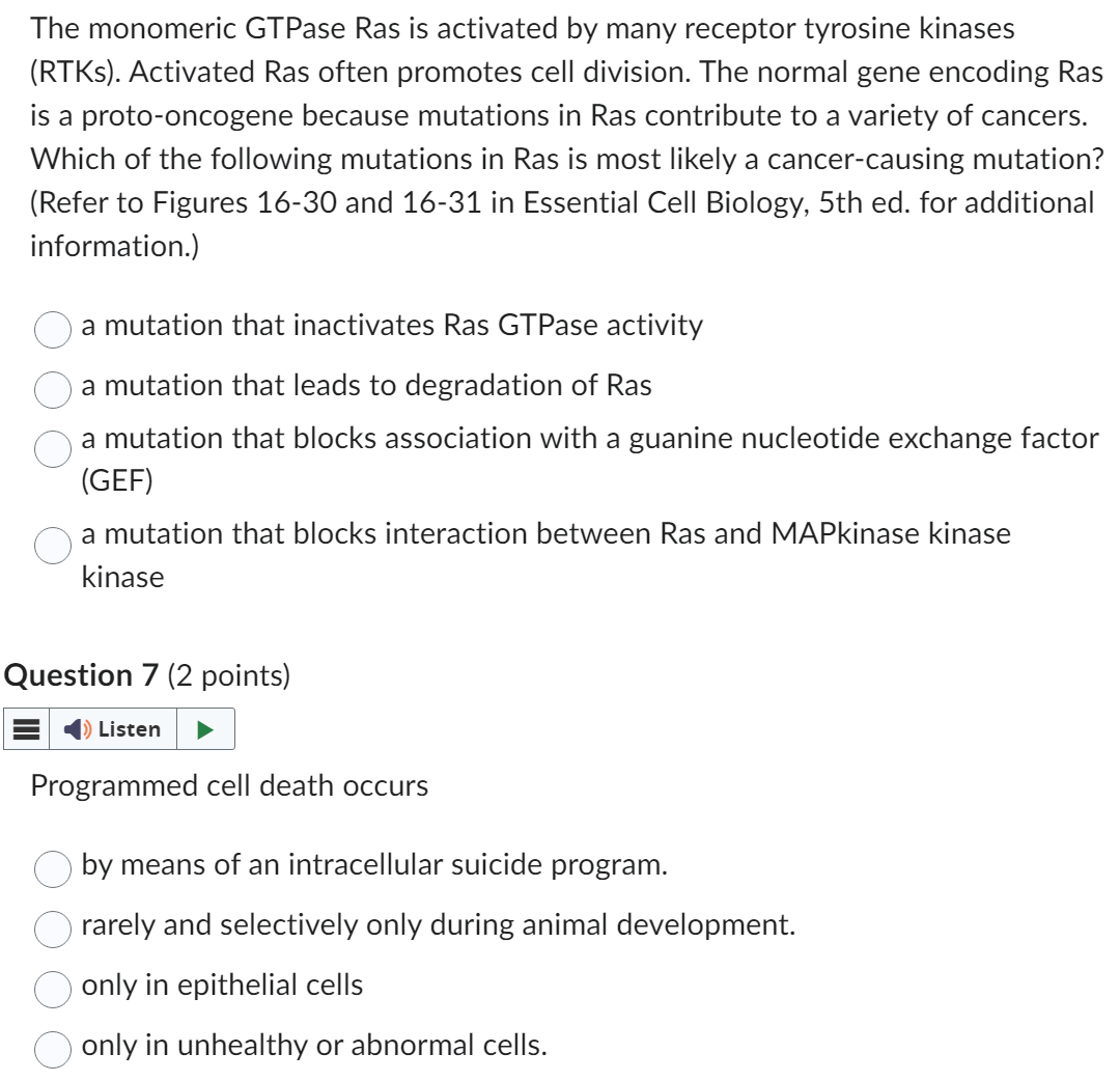 Solved The monomeric GTPase Ras is activated by many | Chegg.com