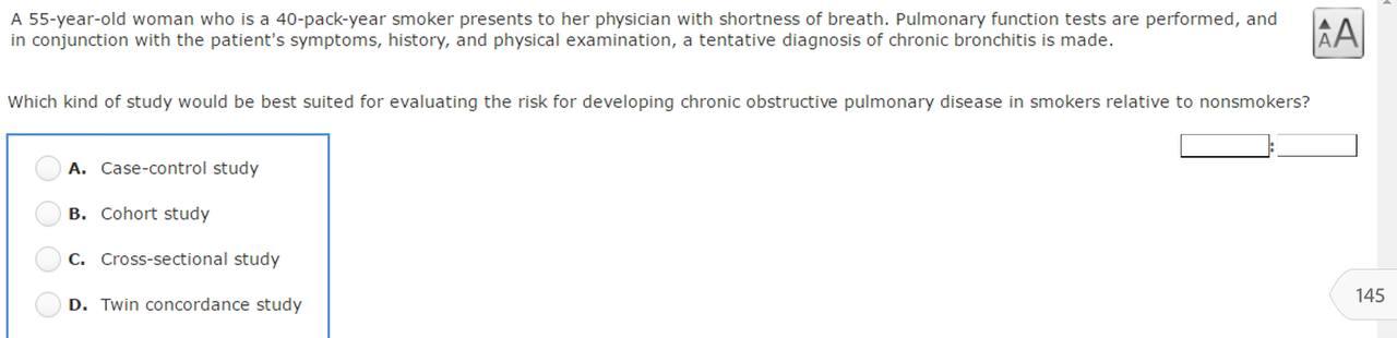 Solved A 55-year-old woman who is a 40-pack-year smoker | Chegg.com