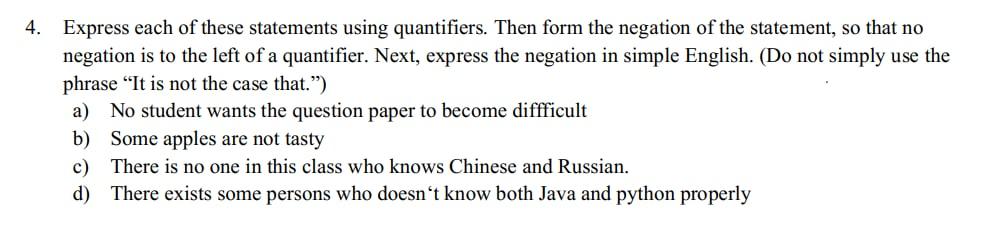 Solved 4. Express each of these statements using | Chegg.com