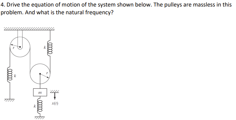 [Solved]: 4. Drive the equation of motion of the system sh