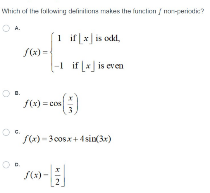 Which of the following definitions makes the function | Chegg.com