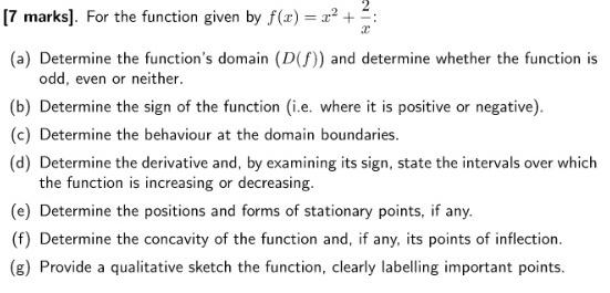 Solved 2 [7 marks]. For the function given by f(x) = x2 + | Chegg.com