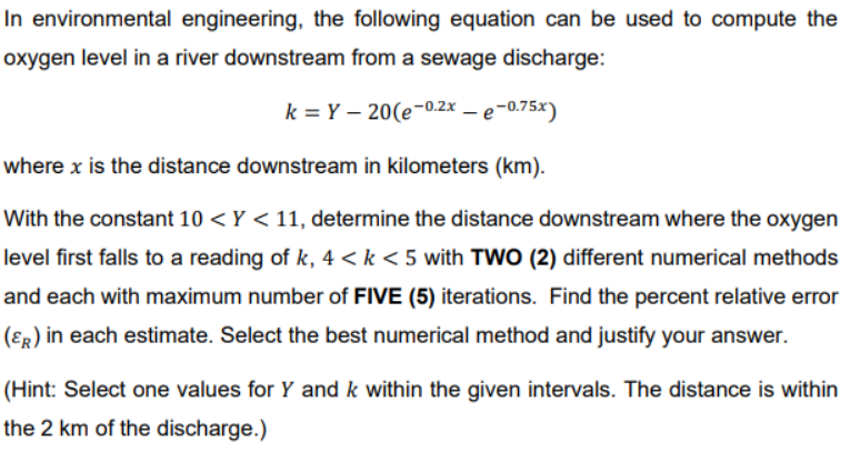 Solved In environmental engineering, the following equation | Chegg.com