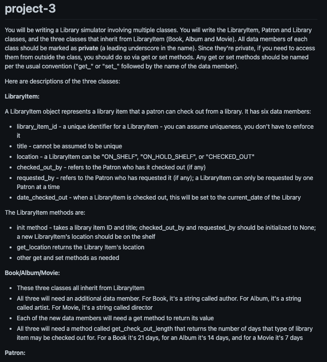Solved project-3 You will be writing a Library simulator | Chegg.com