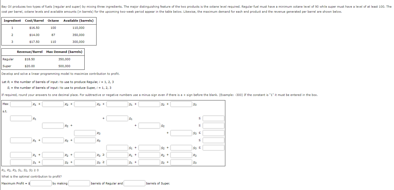 Solved Develop and solve a linear programming model to | Chegg.com