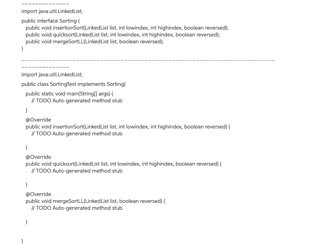 Sorting For this project, you will implement three | Chegg.com