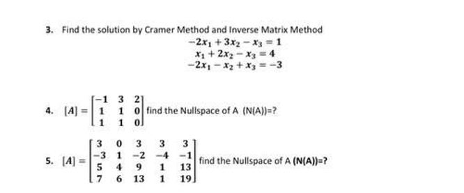 Solved Find the solution by Cramer Method and Inverse Matrix | Chegg.com