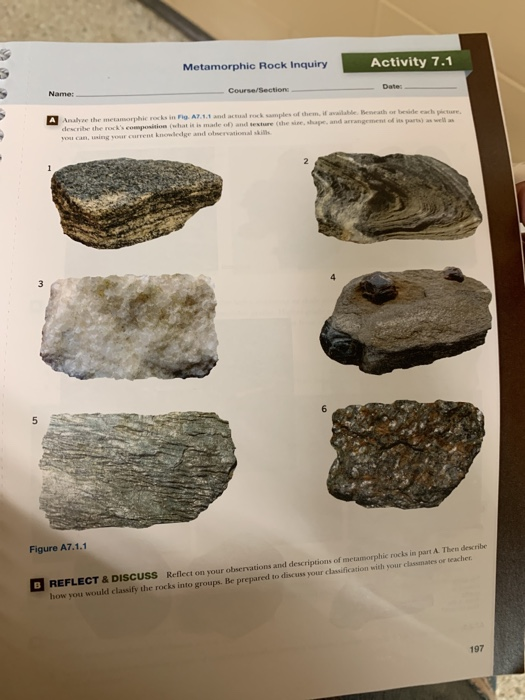 Solved Metamorphic Rock Inquiry Course/Section ks in F., | Chegg.com