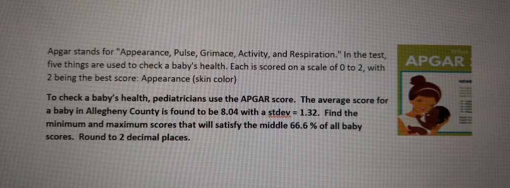 Solved APGAR Apgar stands for "Appearance, Pulse, Grimace, | Chegg.com