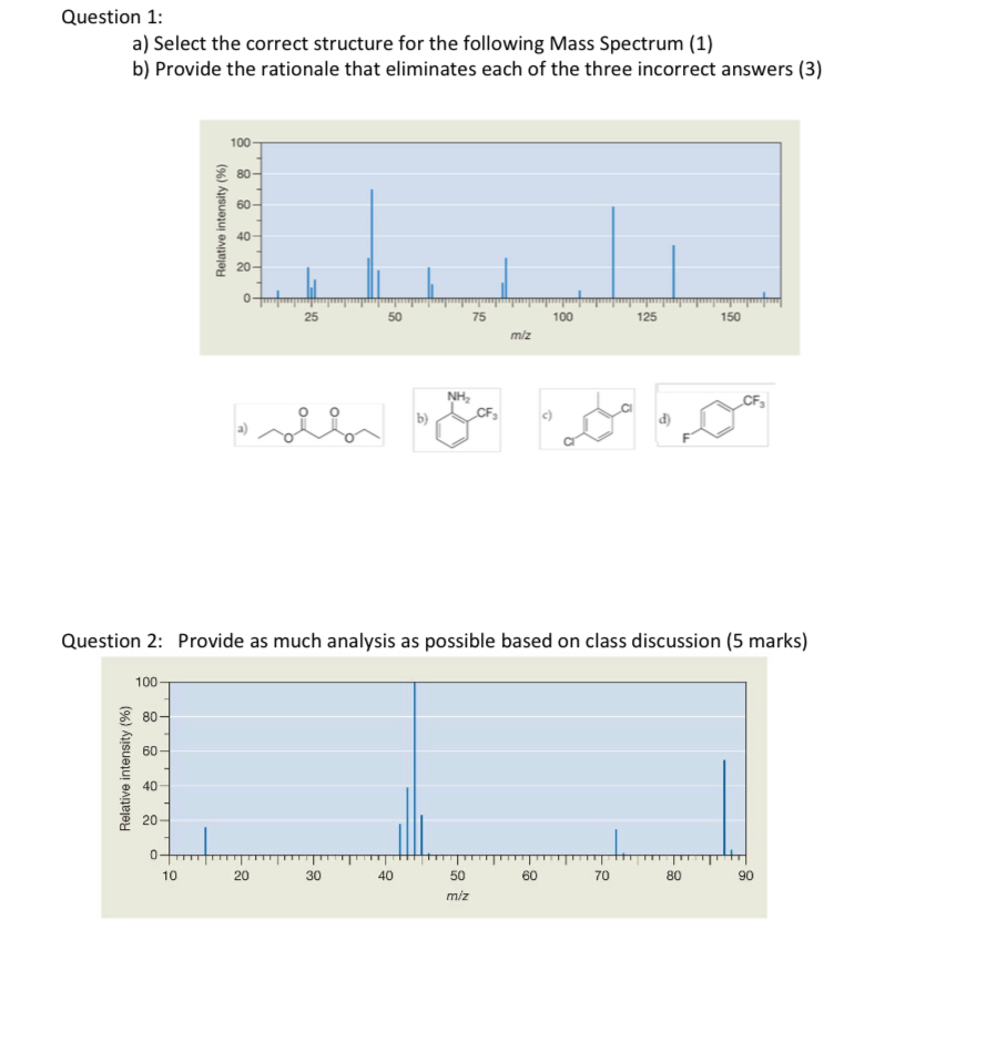 Solved Question 1: a) Select the correct structure for the | Chegg.com