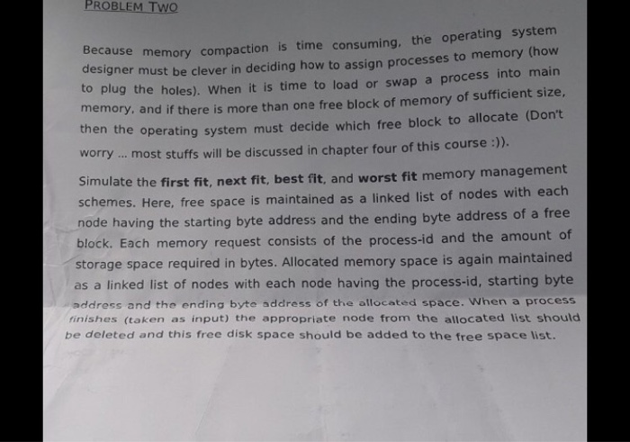 Problem Two Because Memory Compaction Is Time 