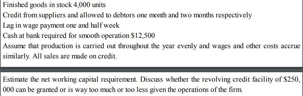 How to calculate net working capital requirement and | Chegg.com