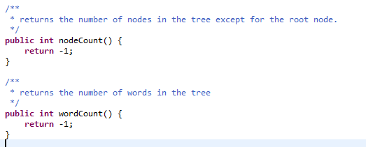 Solved Implement the following methods in a Trie Tree | Chegg.com