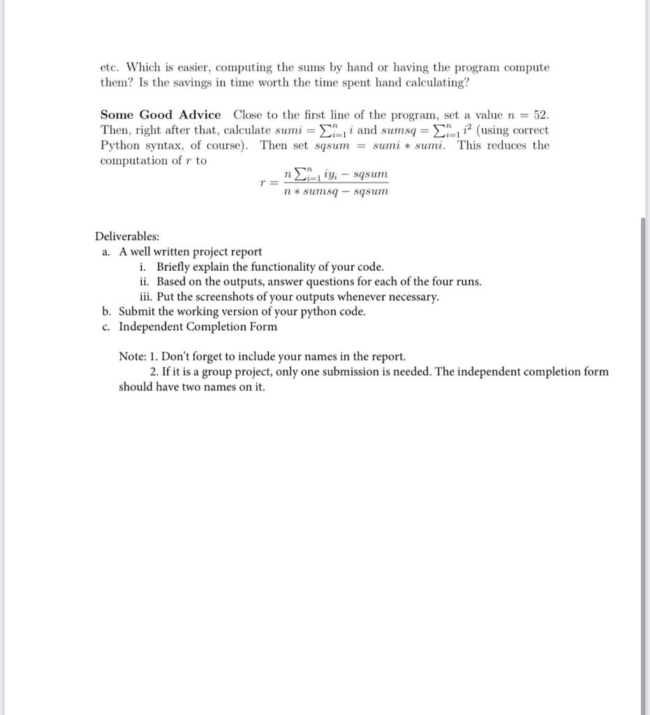 etc. Which is easier, computing the sums by hand or | Chegg.com