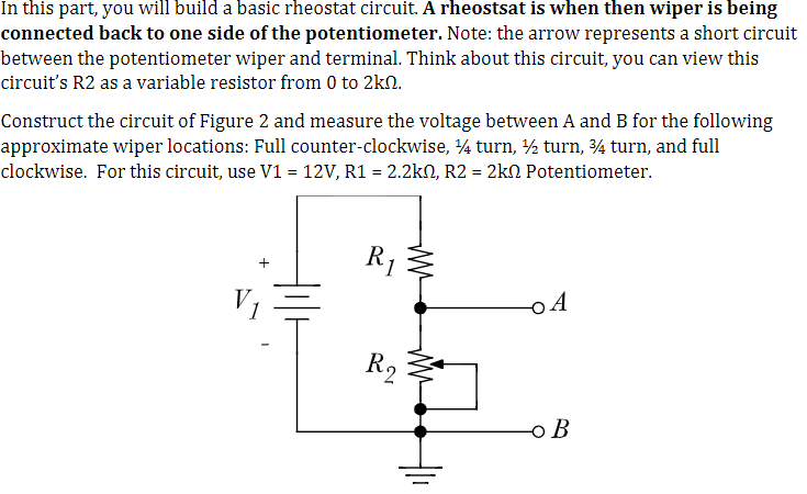 Solved 2. Assume the resistance from the wiper to one | Chegg.com