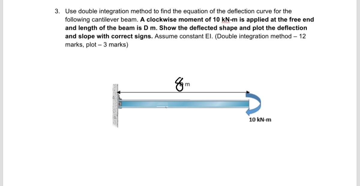 Solved Use double integration method to find the equation of | Chegg.com