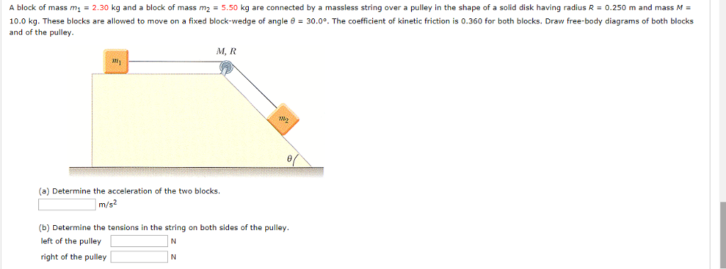 Solved A block of mass m1 = 2.30 kg and a block of mass m2 = | Chegg.com Solved A block of mass m1 = 2.30 kg and a block of mass m2 = | Chegg.com