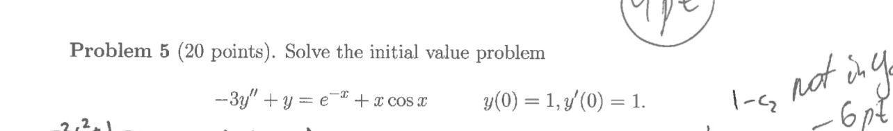 Solved Problem 5 (20 points). Solve the initial value | Chegg.com
