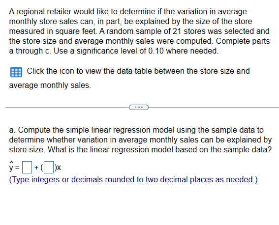 Solved a. ﻿Compute the simple linear regression model using | Chegg.com