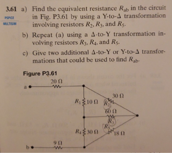 Solved 3.61 a) Find the equivalent resistance Rab in the | Chegg.com