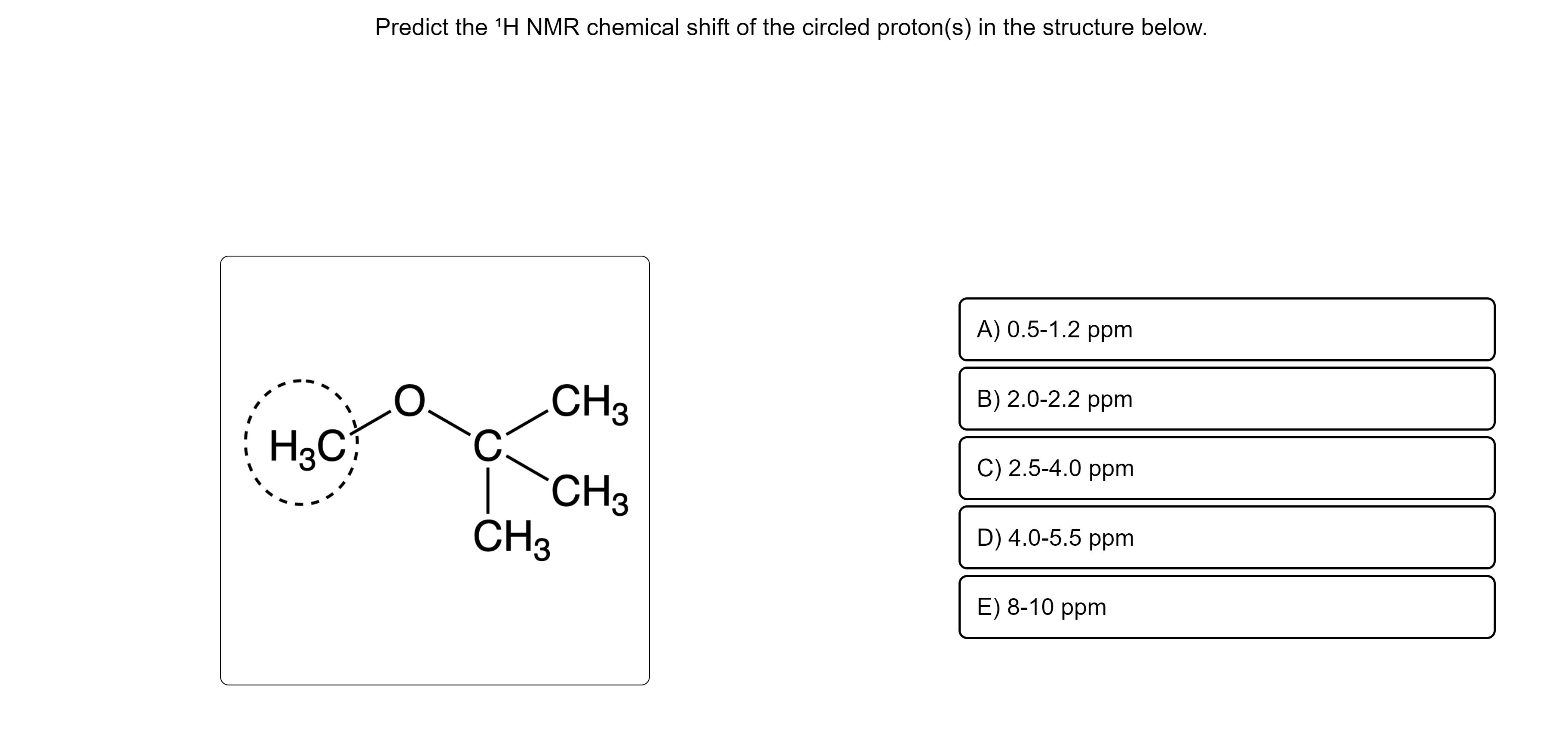 Solved Predict the 1H NMR chemical shift of the circled | Chegg.com