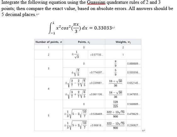 Solved Integrate the following equation using the Guassian | Chegg.com