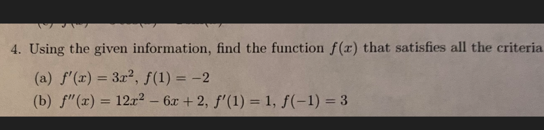 Solved 4. Using the given information, find the function | Chegg.com Solved 4. Using the given information, find the function | Chegg.com