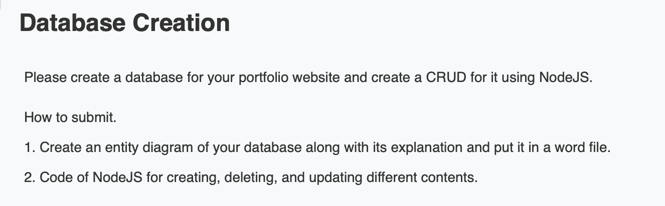 Solved Database Creation Please create a database for your | Chegg.com