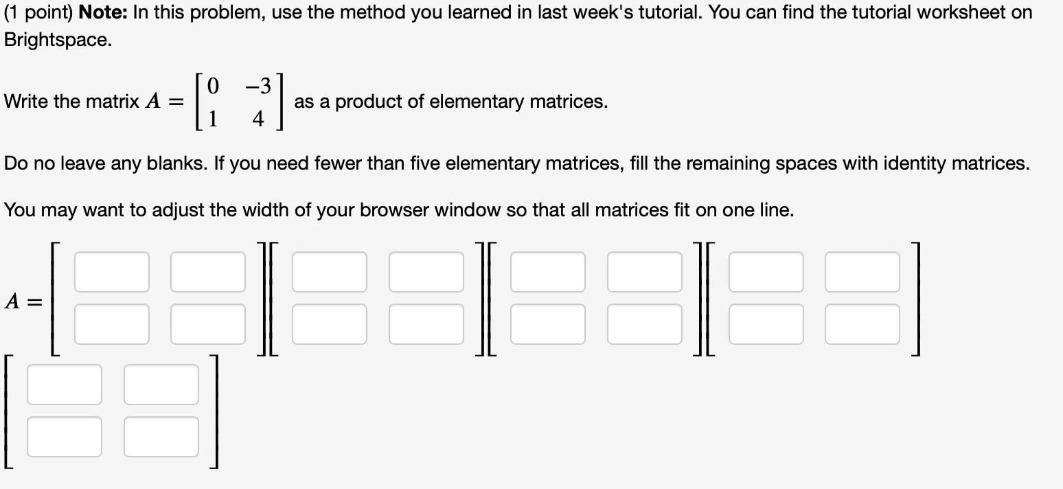 Solved (1 point) Note: In this problem, use the method you | Chegg.com