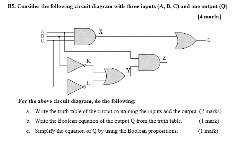 Solved B5. Consider the following circuit diagram with three | Chegg.com