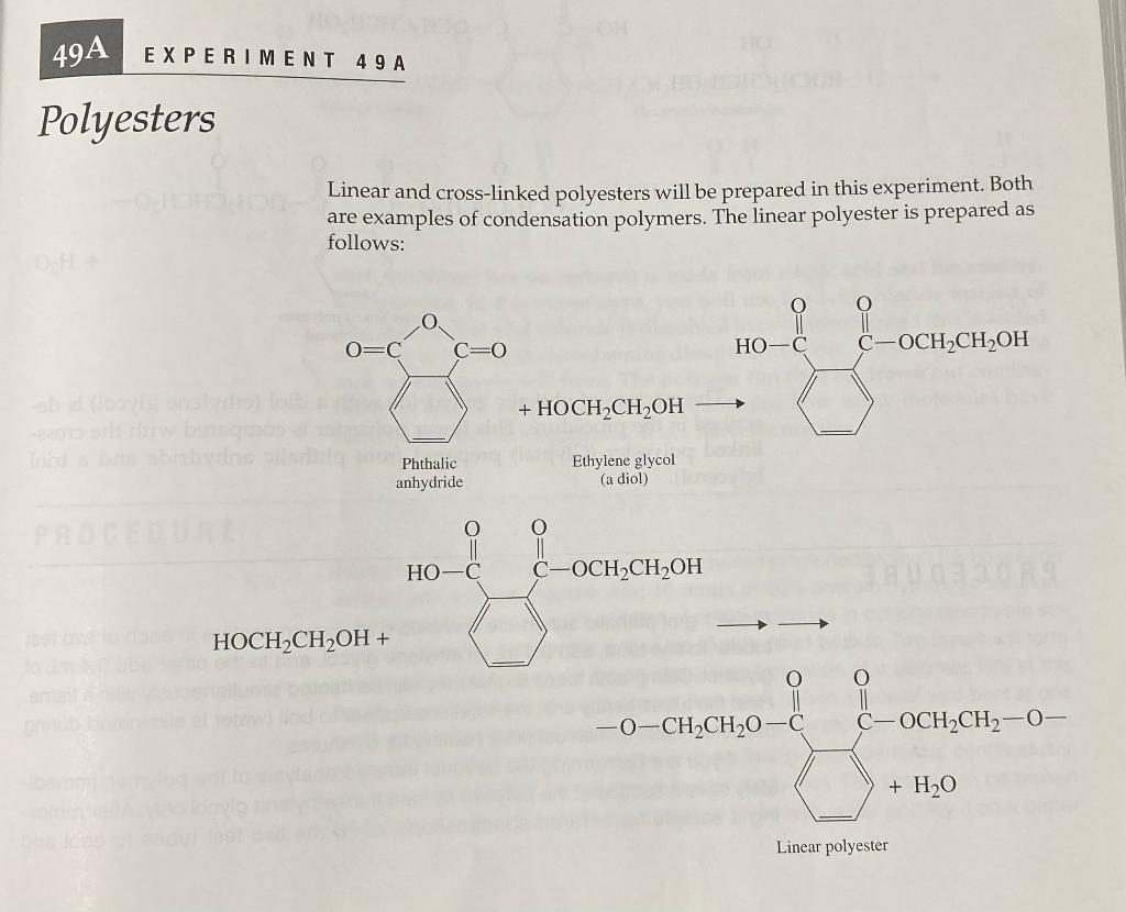 Solved 49A EXPERIMENT 49 A Polyesters Linear and | Chegg.com