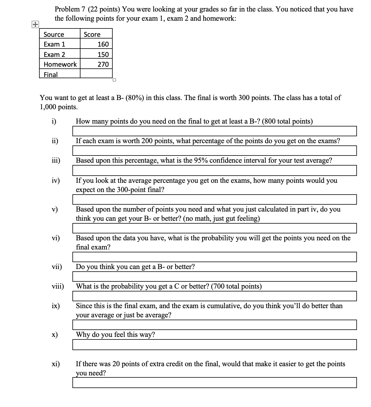 Solved Problem 7 (22 ﻿points) ﻿You were looking at your | Chegg.com